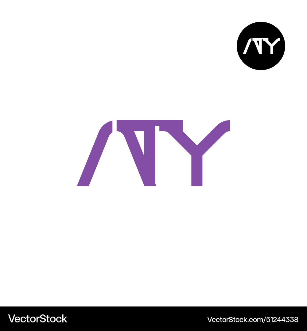 Letter aty monogram logo design Royalty Free Vector Image