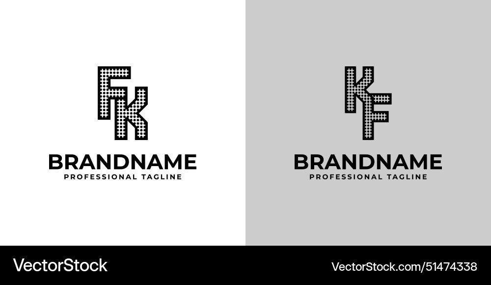 Letters fk and kf dot monogram logo suitable Vector Image