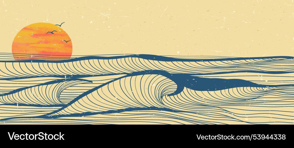 Ocean wave landscape creative minimalist modern Vector Image