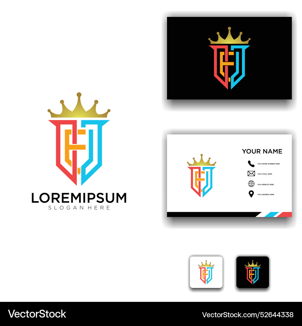 Symbol dje shield crown line modern Royalty Free Vector