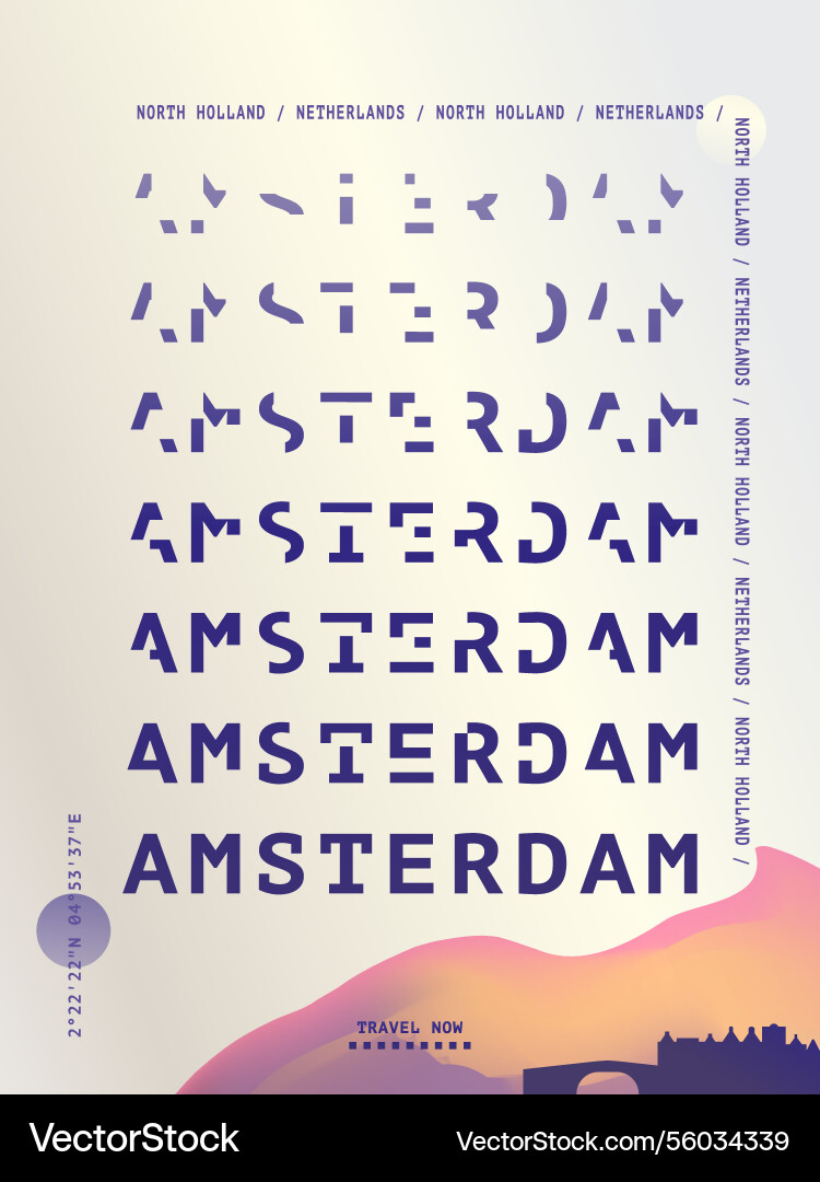 Amsterdam typography minimalist poster layout Vector Image