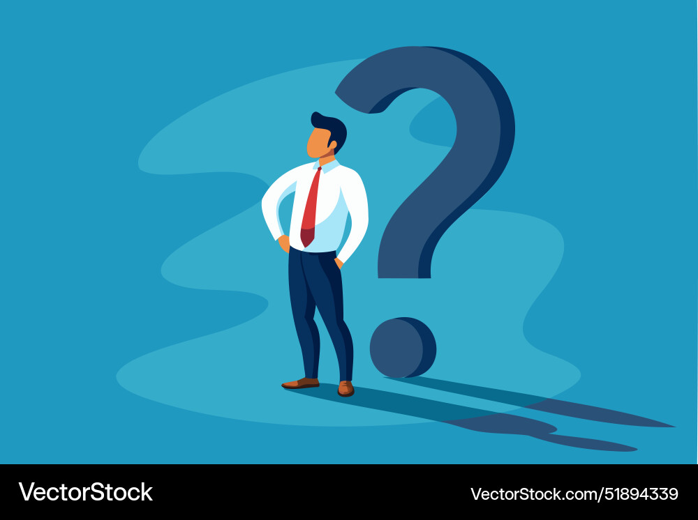 Businessman facing uncertainty and doubt Vector Image
