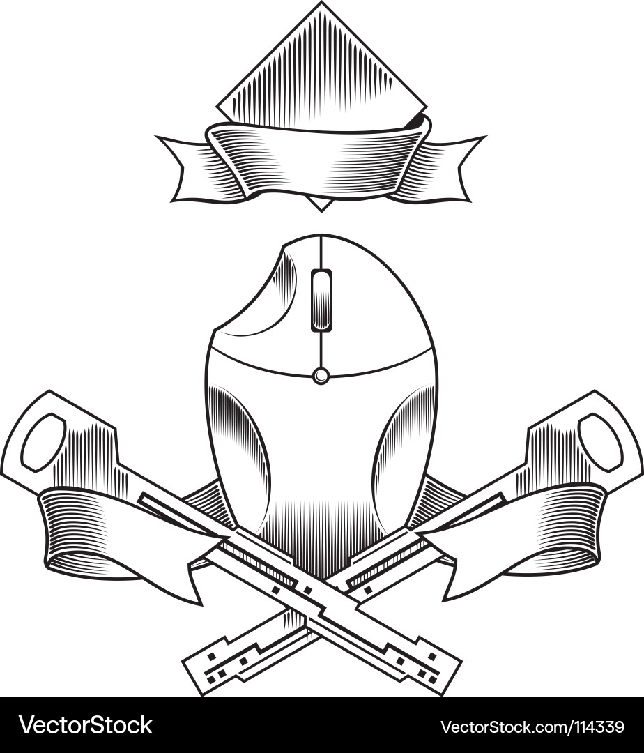 Computer mouse and keys Royalty Free Vector Image