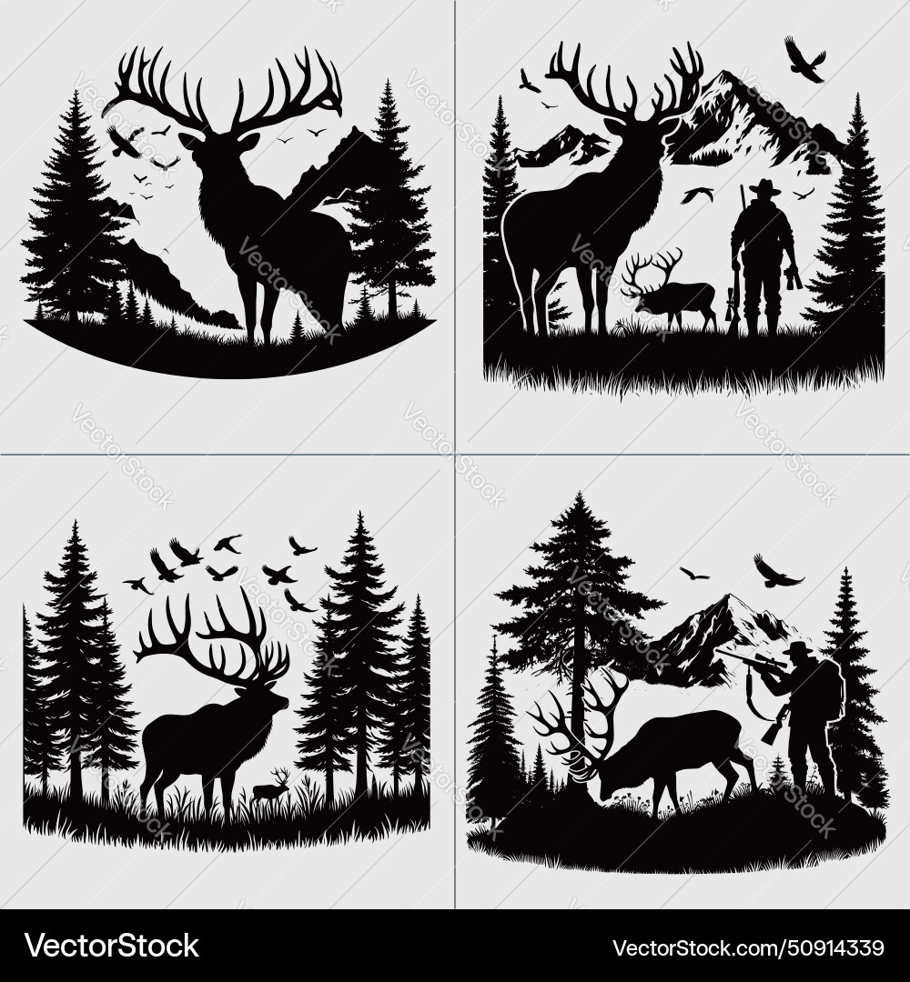 Dad Hunting Silhouette Royalty Free Vector Image