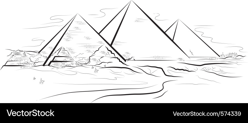 Giza Pyramids, Egypt Royalty Free Vector Image