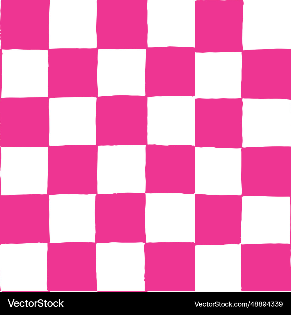 Hot pink hand drawn checkerboard seamless Vector Image