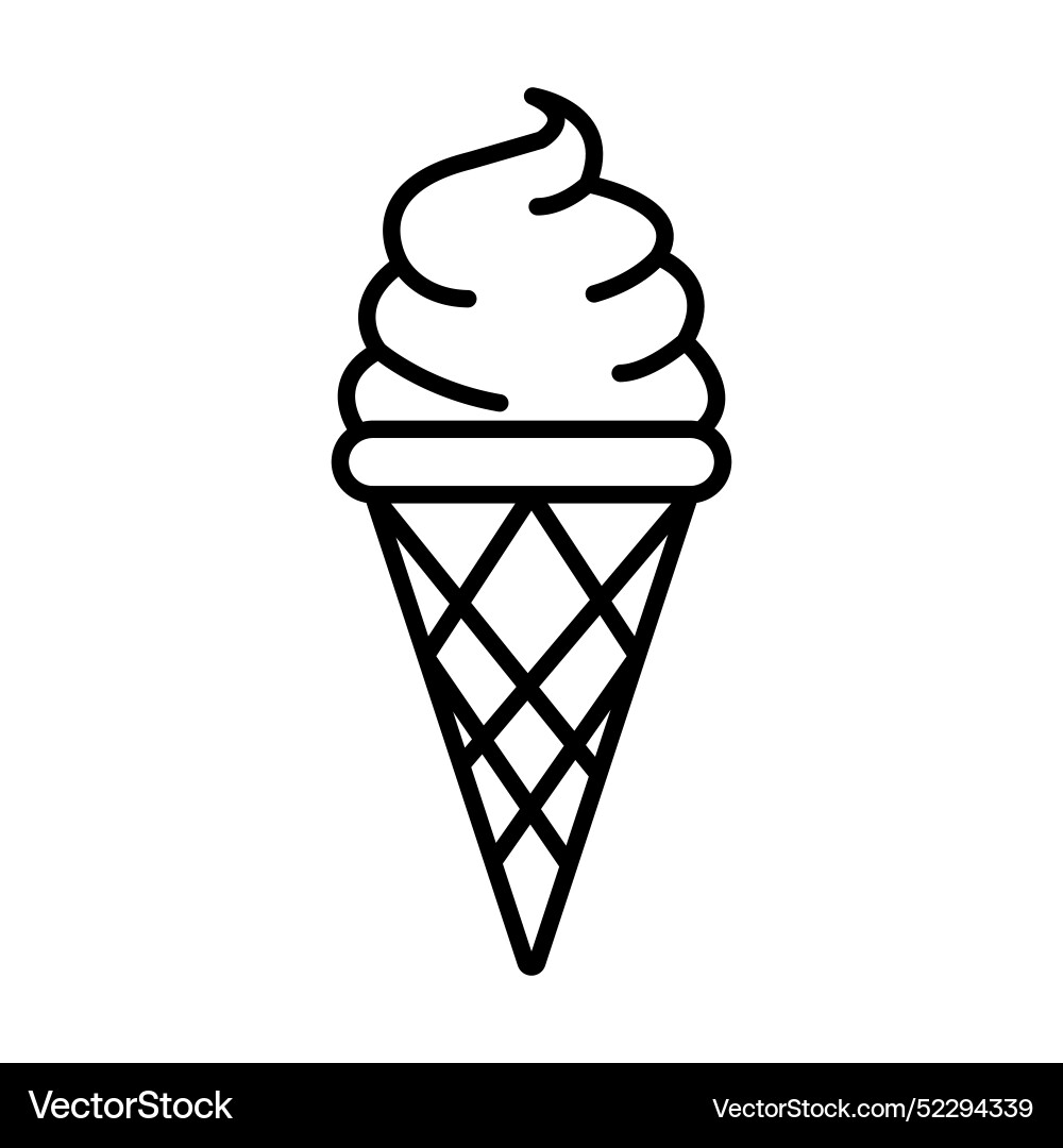 Ice cream cone icon linear logo mark in black Vector Image