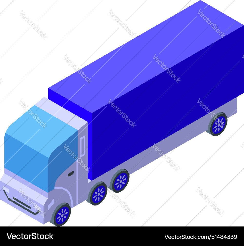 Isometric blue delivery truck Royalty Free Vector Image