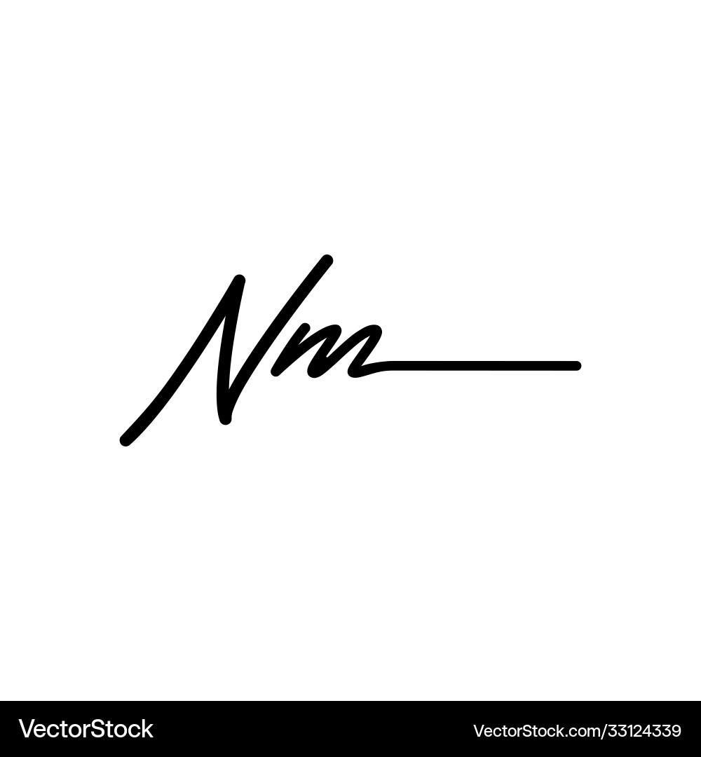 Letter nm signature logo template Royalty Free Vector Image