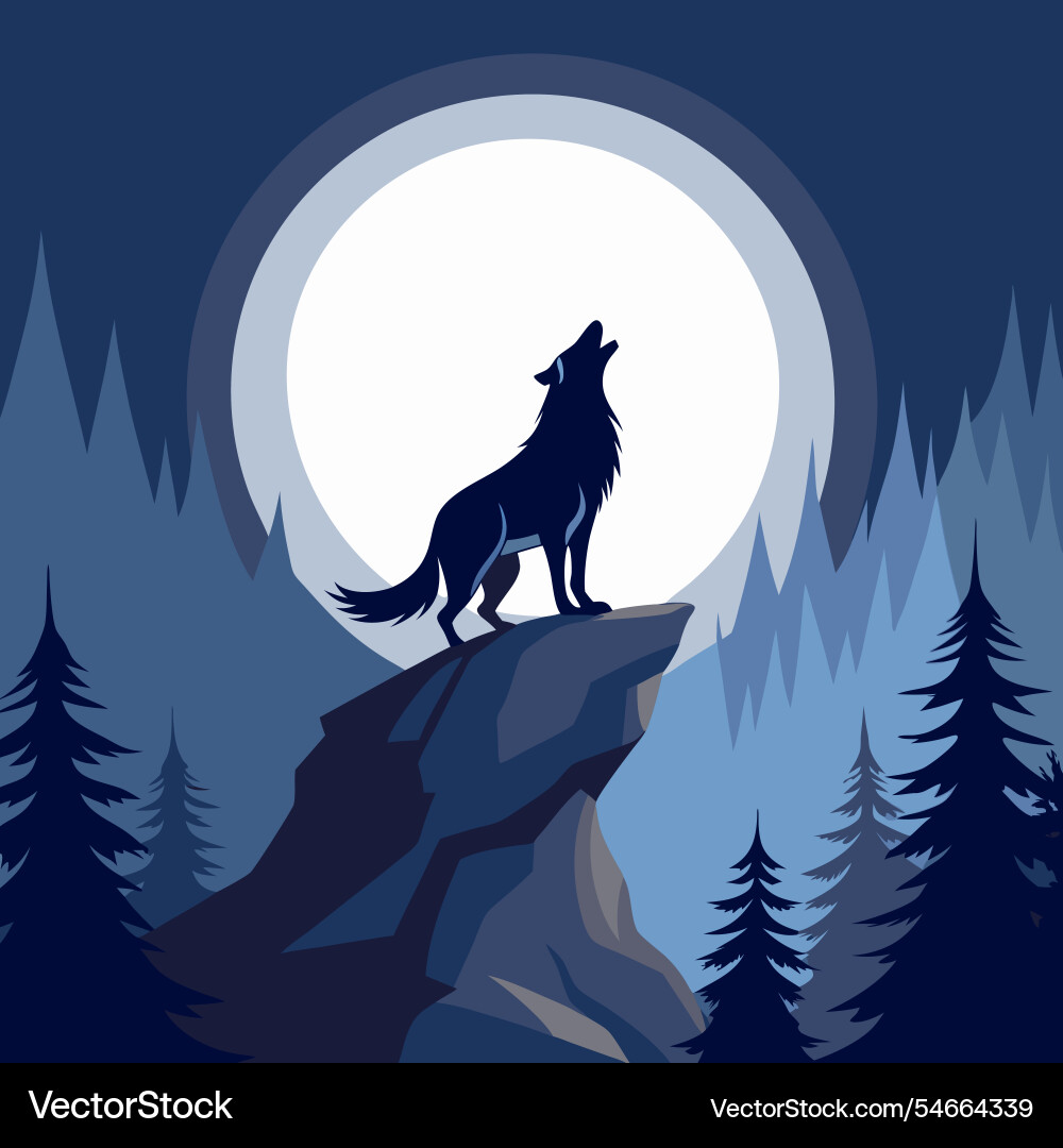 Majestische Wieling Wolfssilhouette Lizenzfreier Vektor