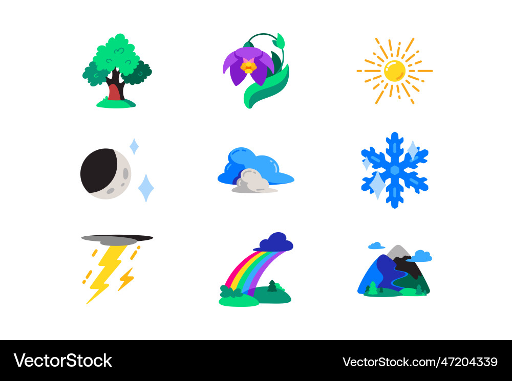 Nature and weather icon set Royalty Free Vector Image