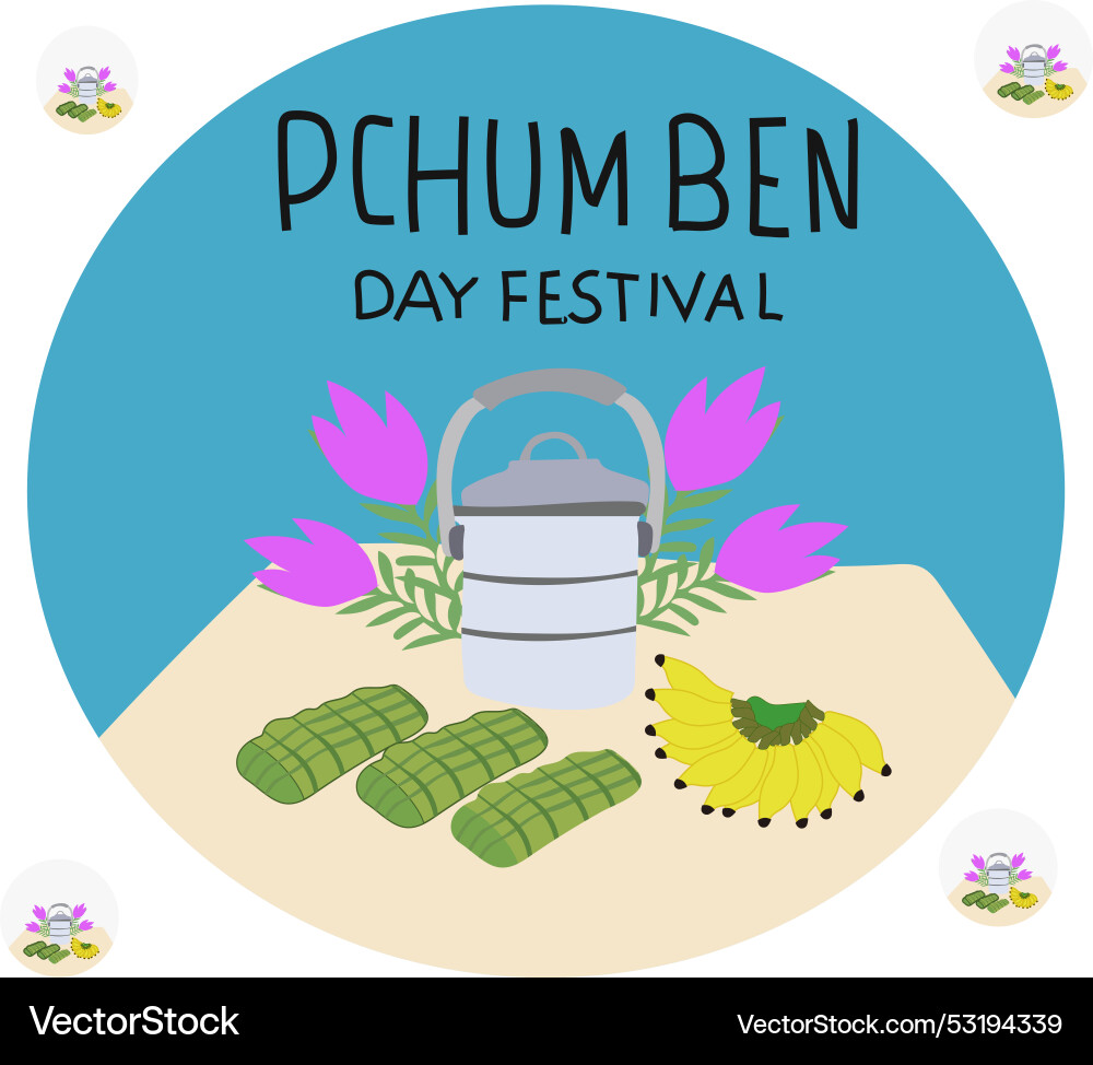 Pchum ben day festival set Royalty Free Vector Image