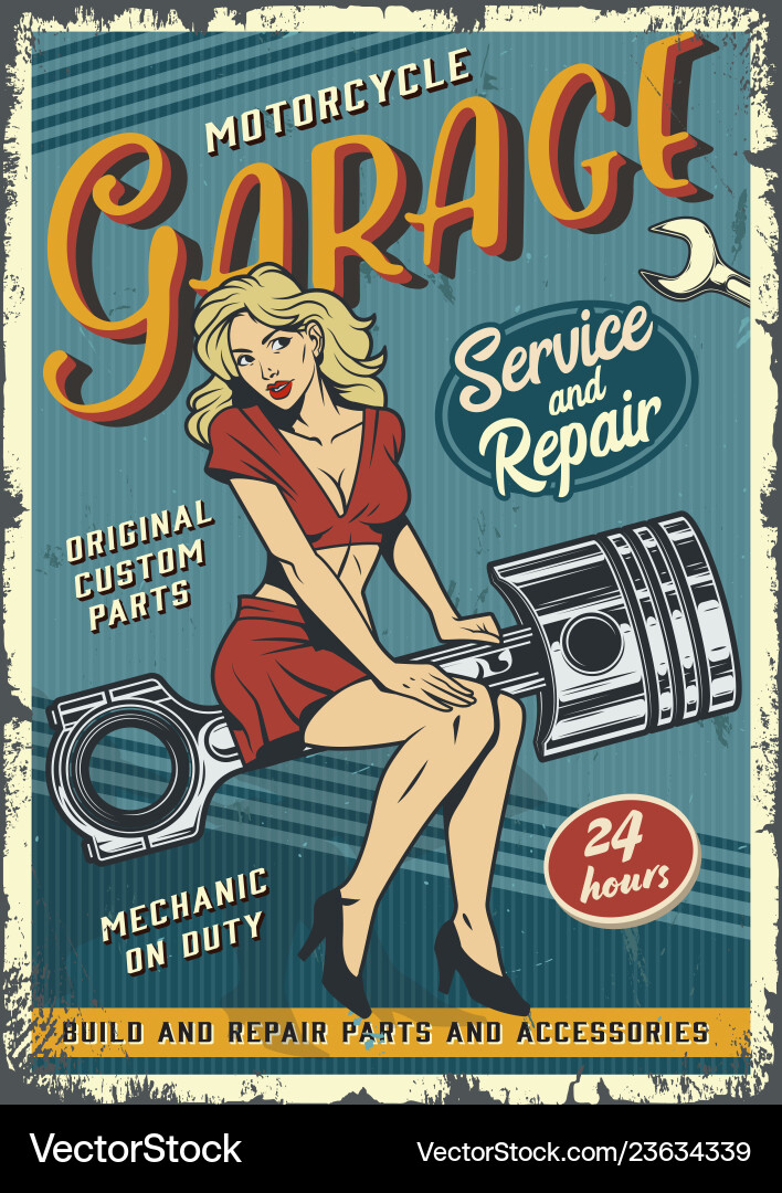 Retro garage service colorful poster Royalty Free Vector
