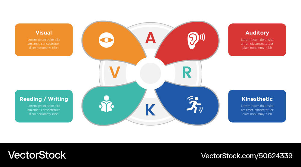 Vark learning styles infographics template Vector Image