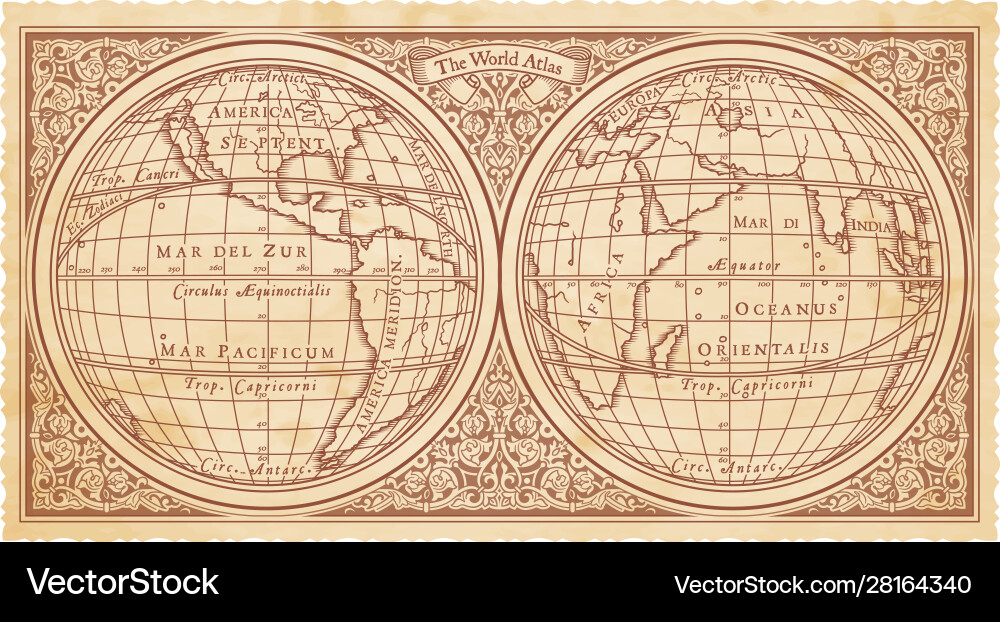 Antique Old Map Replica Royalty Free Vector Image