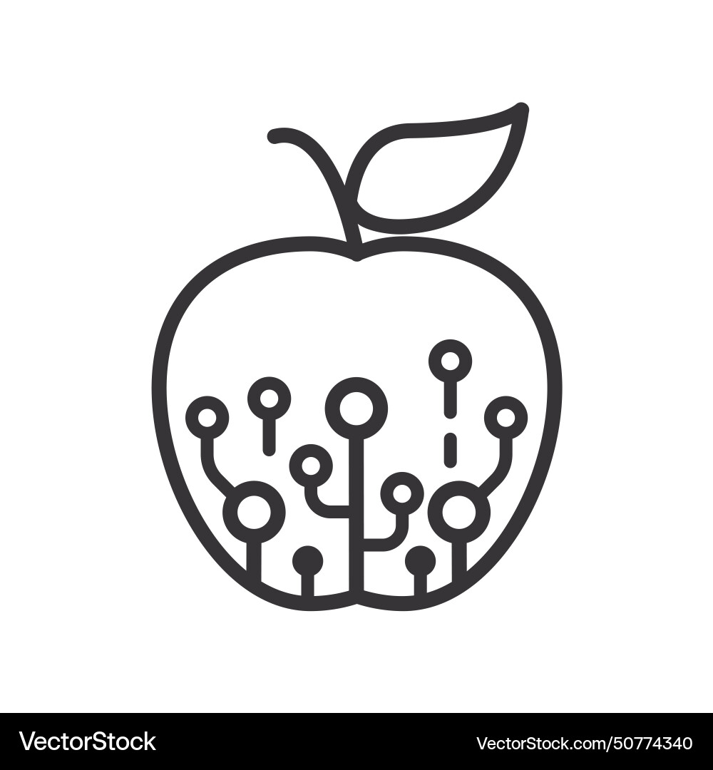 Apple ai automation line icon Royalty Free Vector Image