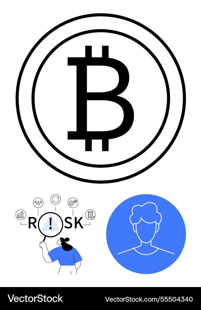 Bitcoin symbol in bold circle person avatar Vector Image