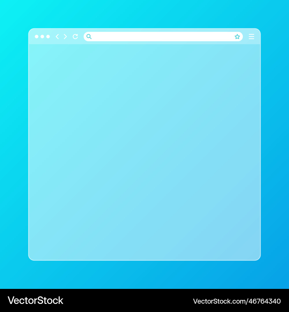 Blank transparent web browser window with toolbar Vector Image