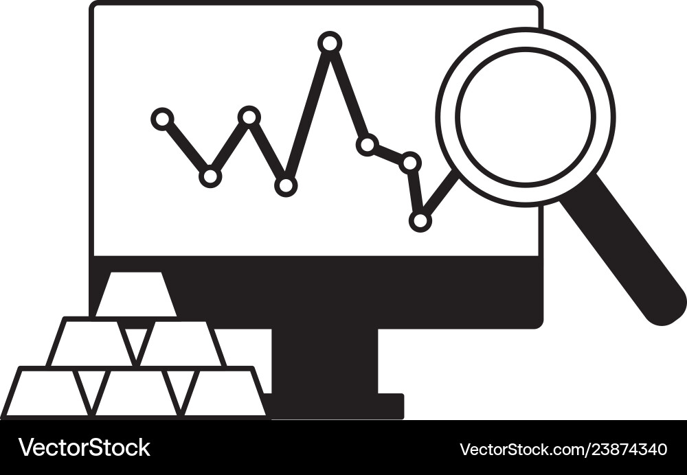 Computer report analysis stock market Royalty Free Vector