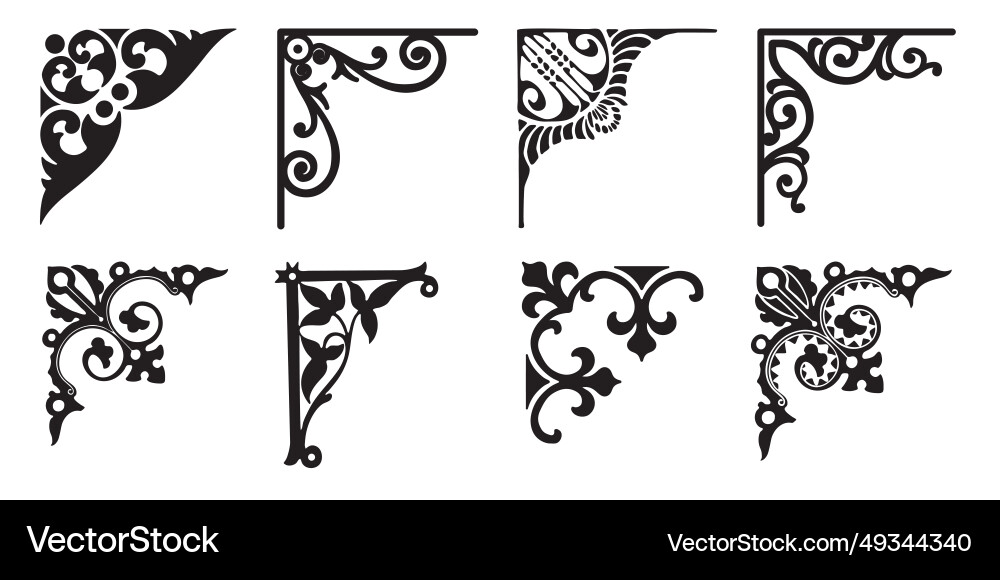 Corner icon set frame sign Royalty Free Vector Image