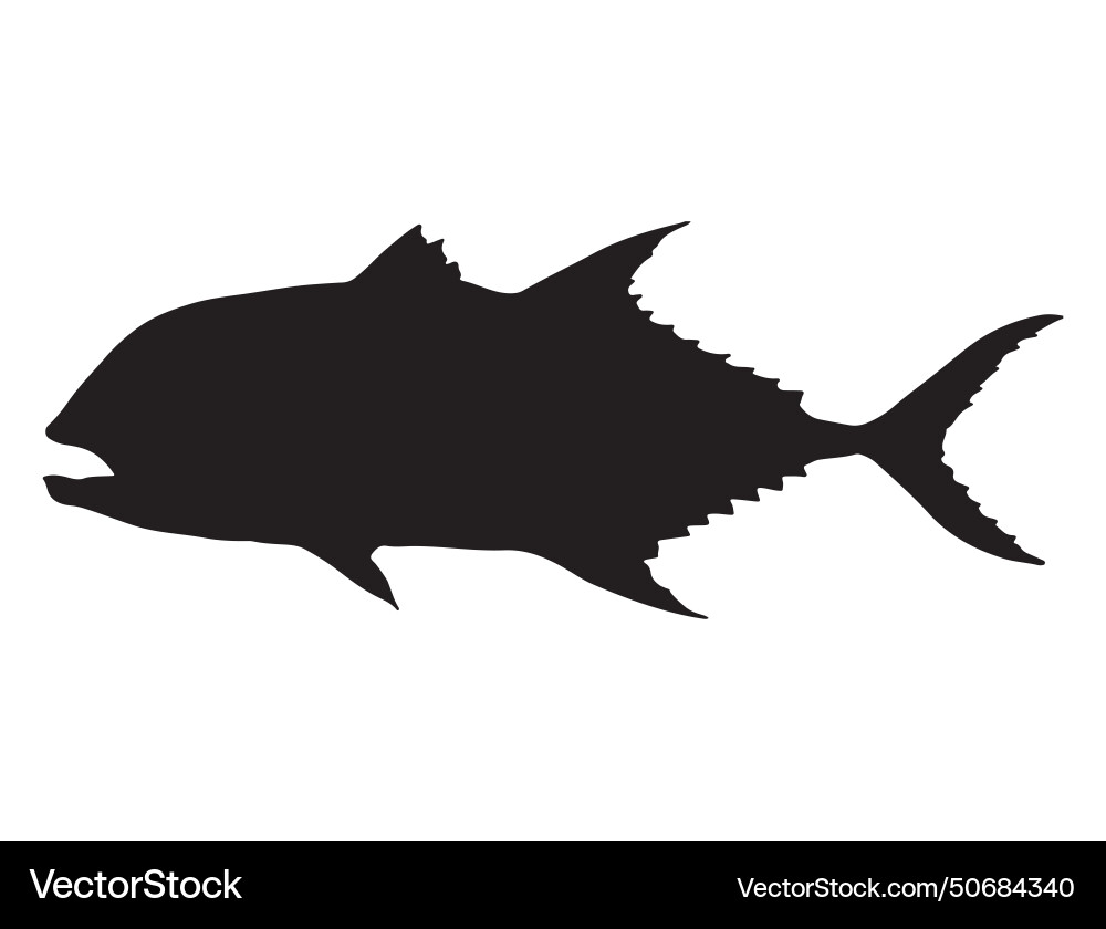 Giant trevally fish silhouette art Royalty Free Vector Image
