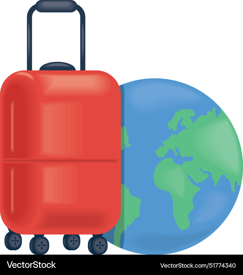 Globe map and suitcase Royalty Free Vector Image