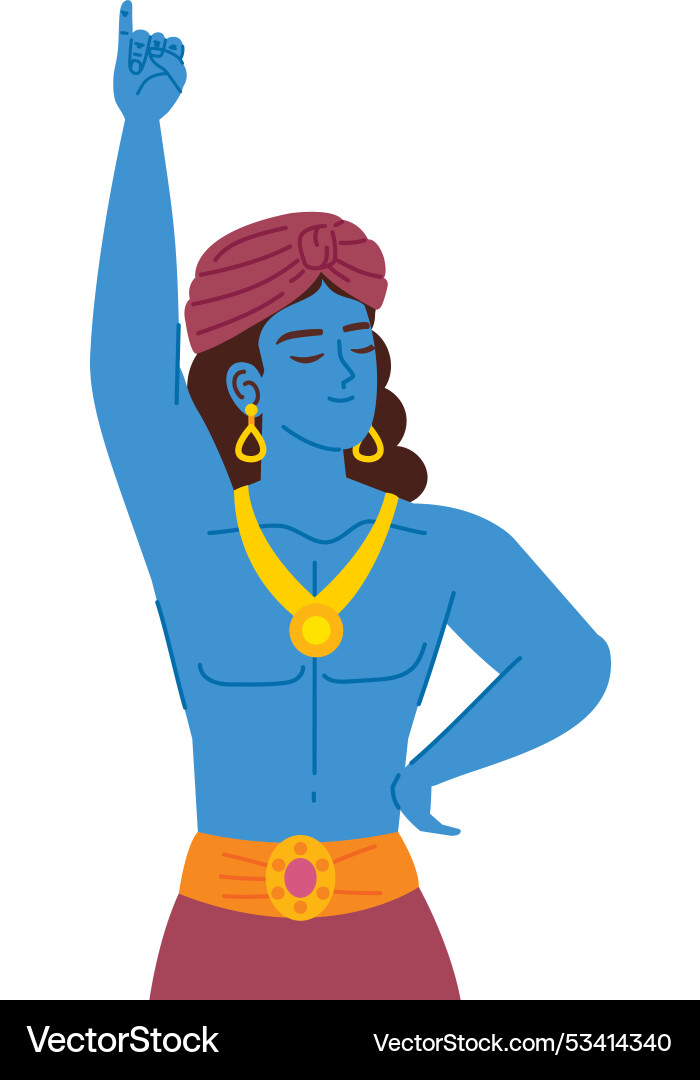 Hindu god krishna with hand up Royalty Free Vector Image