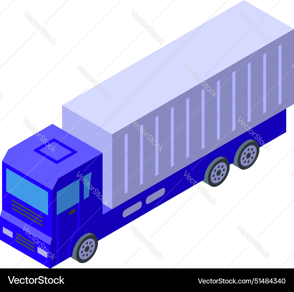 Isometric blue delivery truck Royalty Free Vector Image