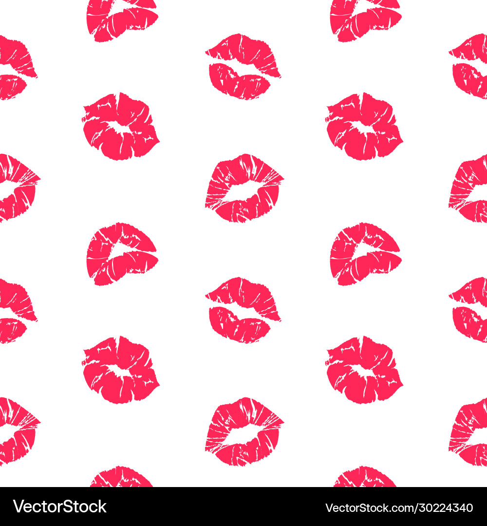 Lipstick kiss pattern woman lips with grunge Vector Image