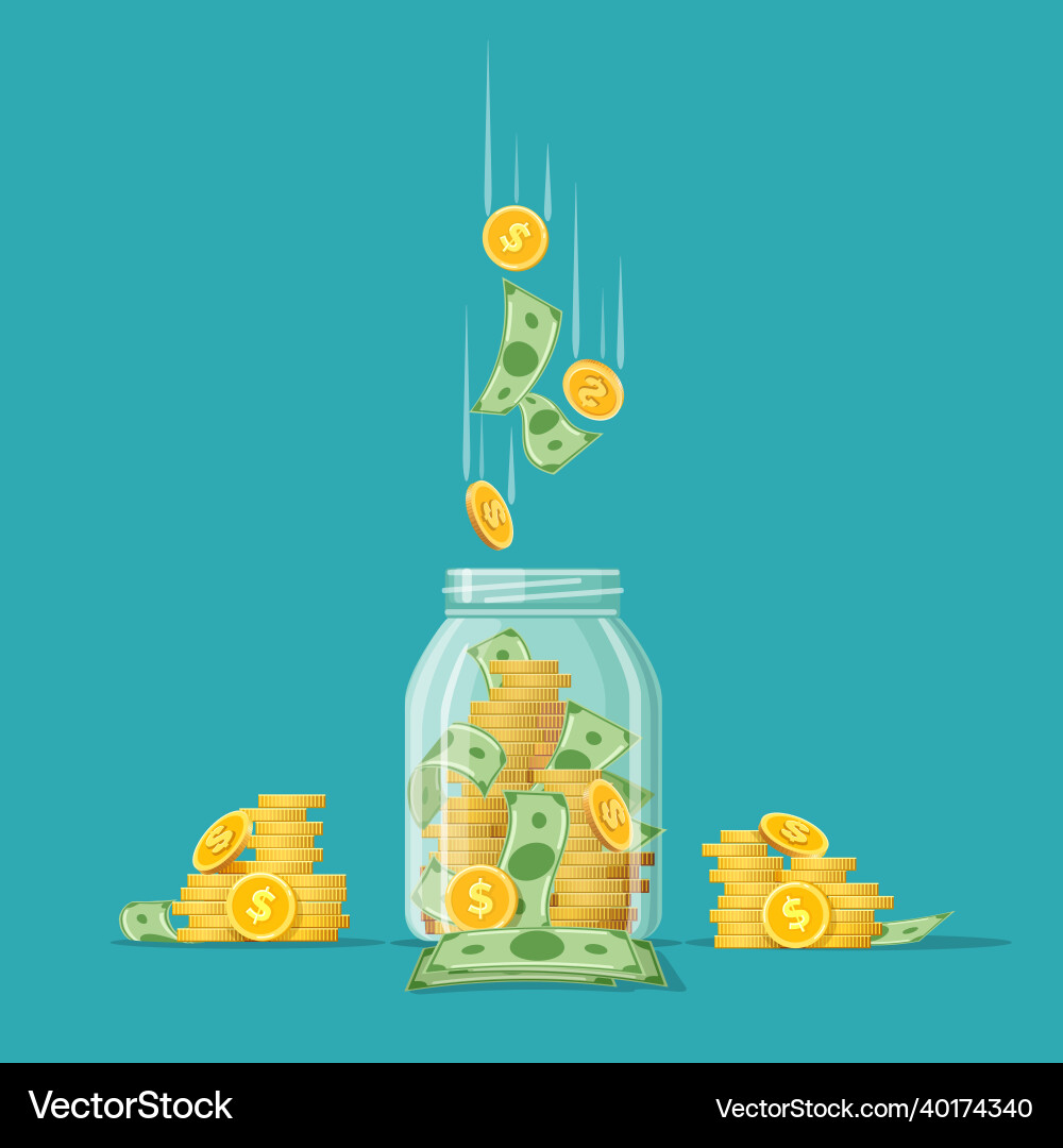Money coin jar Royalty Free Vector Image - VectorStock