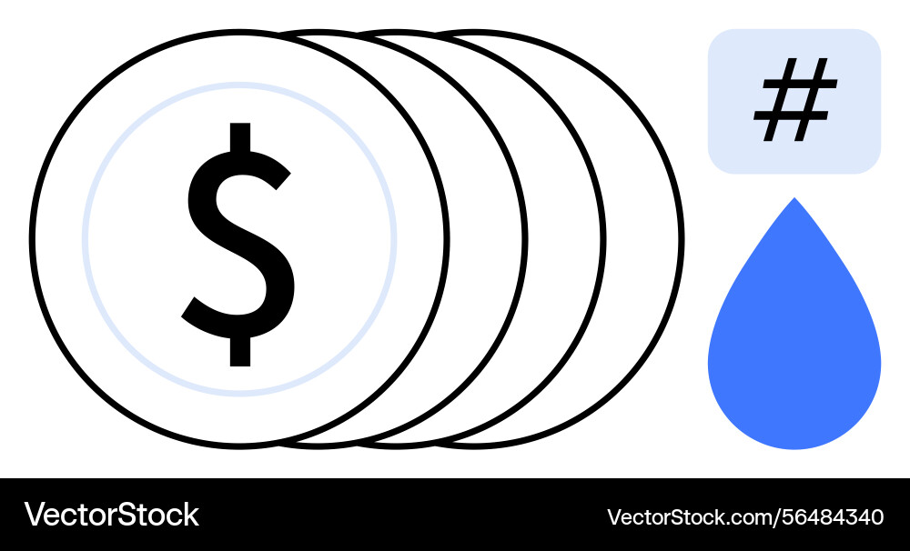 Money stack social media trends and water Vector Image
