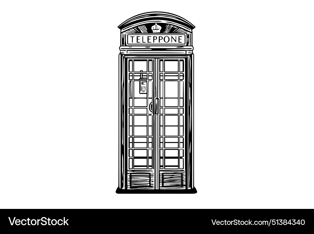 Retro phone box in engraved style Royalty Free Vector Image