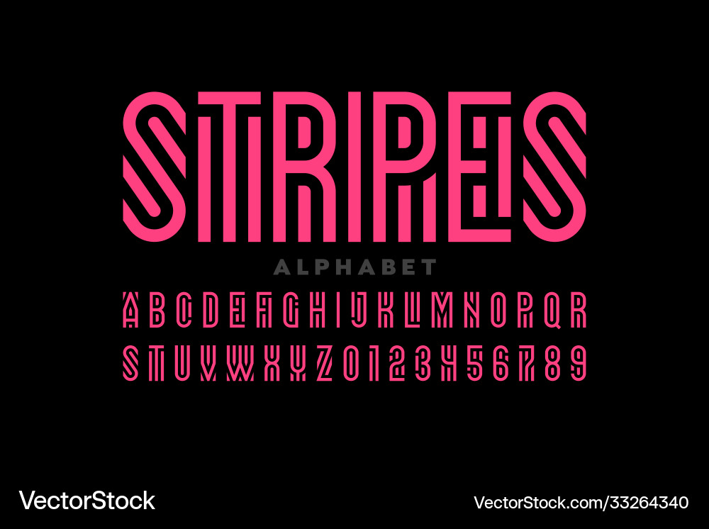 Striped style font Royalty Free Vector Image - VectorStock