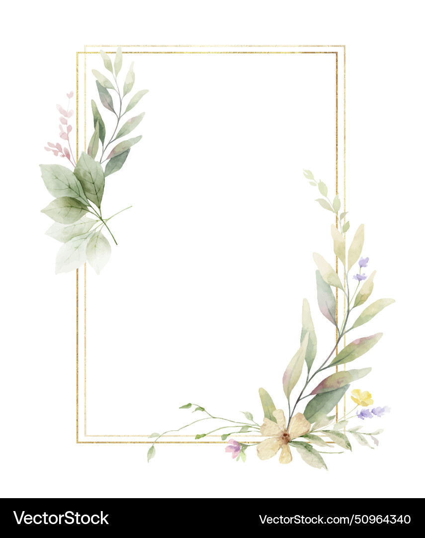 Watercolor delicate floral frame Royalty Free Vector Image