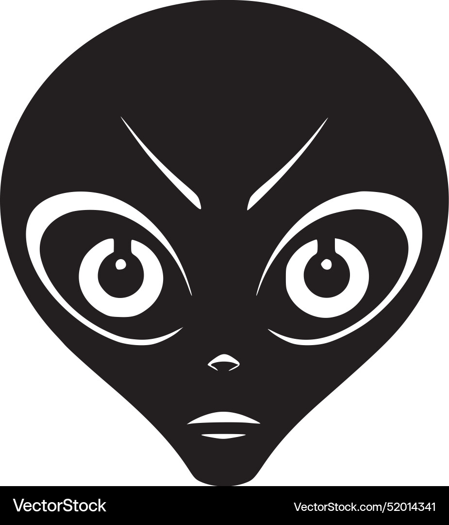 Alien - black and white Royalty Free Vector Image