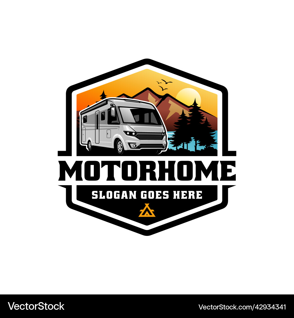 Camper van - caravan motor home isolated logo Vector Image