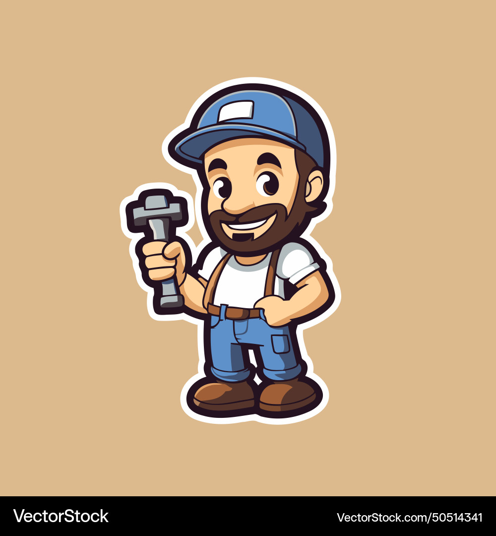 Cartoon mechanic with dumbbell Royalty Free Vector Image