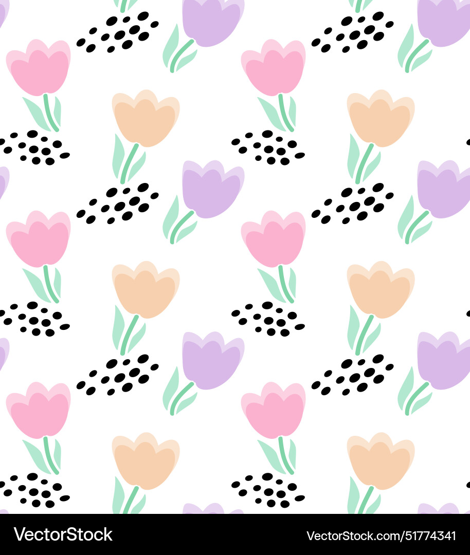 Cute tulip pattern Royalty Free Vector Image - VectorStock