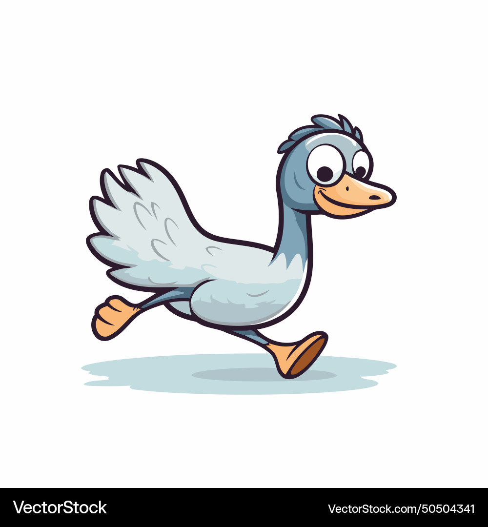 Duck running isolated on white background cartoon Vector Image