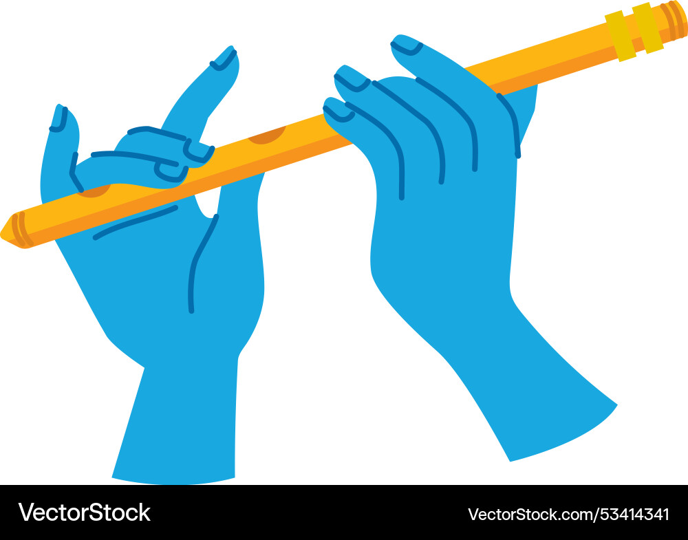Krishna hands with flute Royalty Free Vector Image