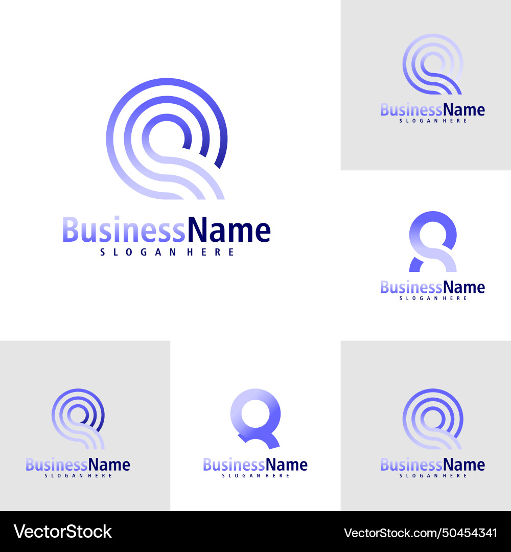 Set of letter q logo design creative initial Vector Image