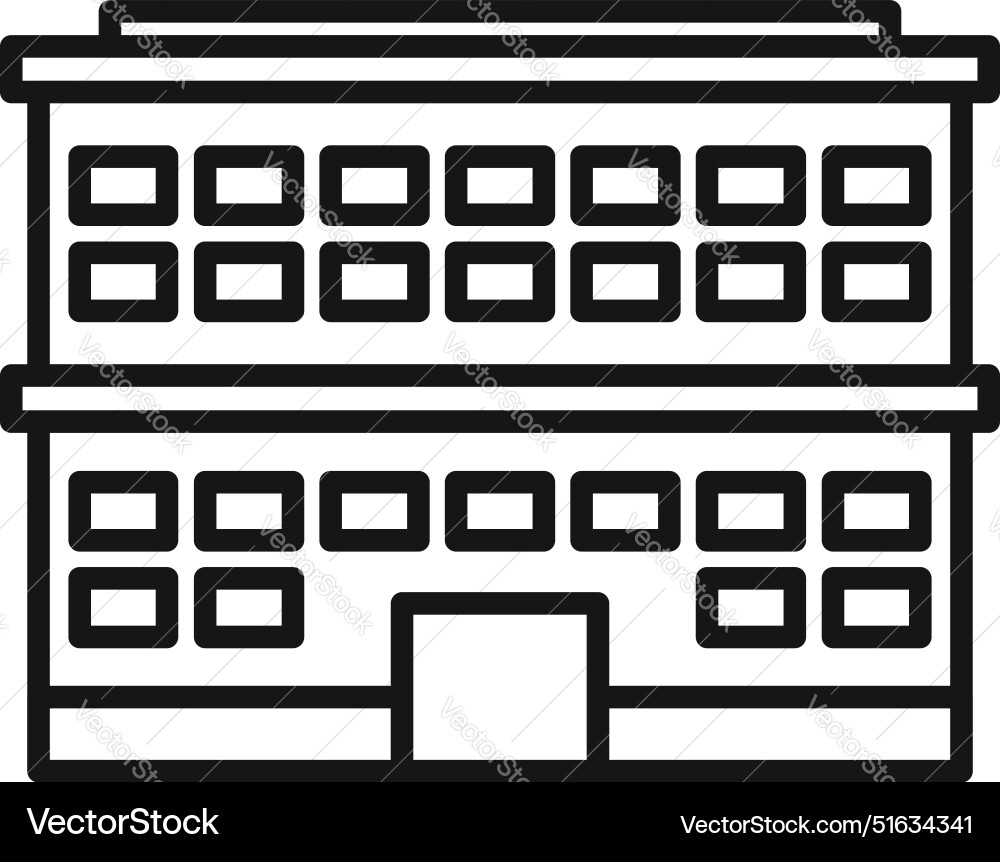 Two storey office building facade with entrance Vector Image