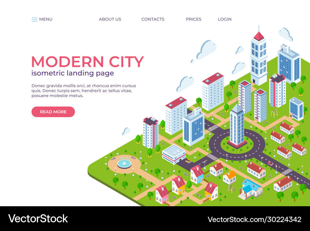 3D Isometric City Concept Royalty Free Vector Image