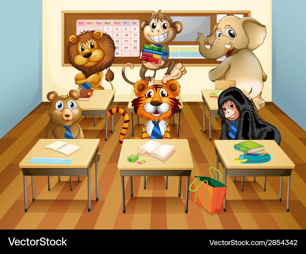 Animals in classroom Royalty Free Vector Image