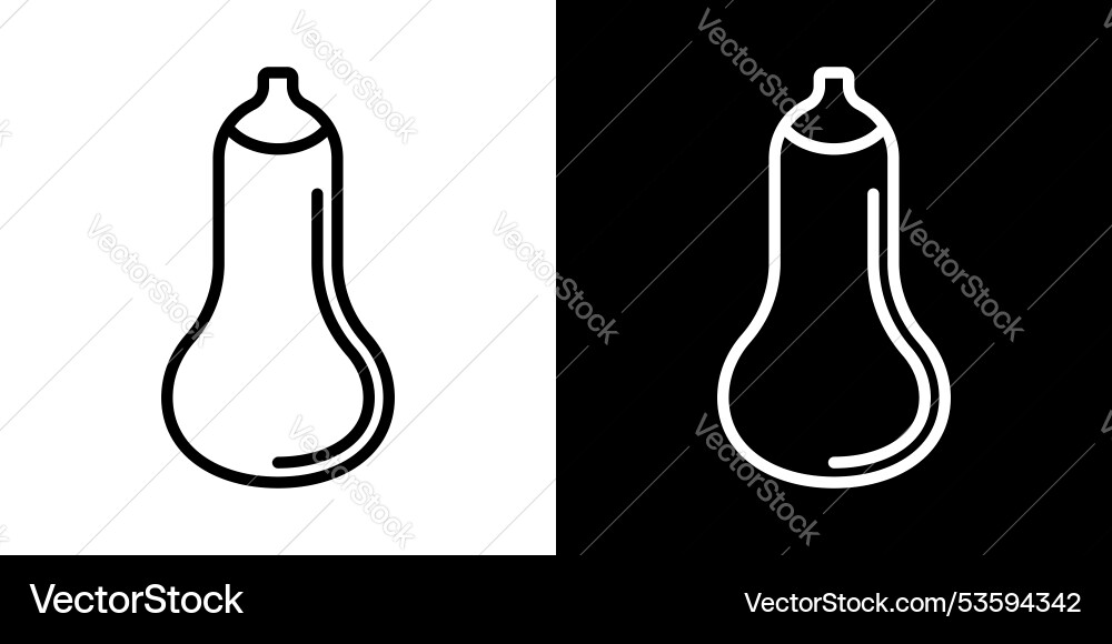 Butternut squash thin line icon set Royalty Free Vector