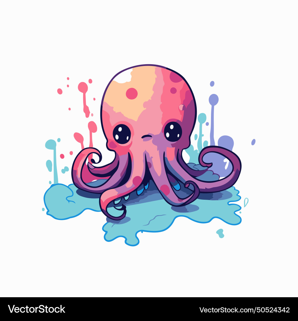 Cute cartoon octopus character isolated Royalty Free Vector
