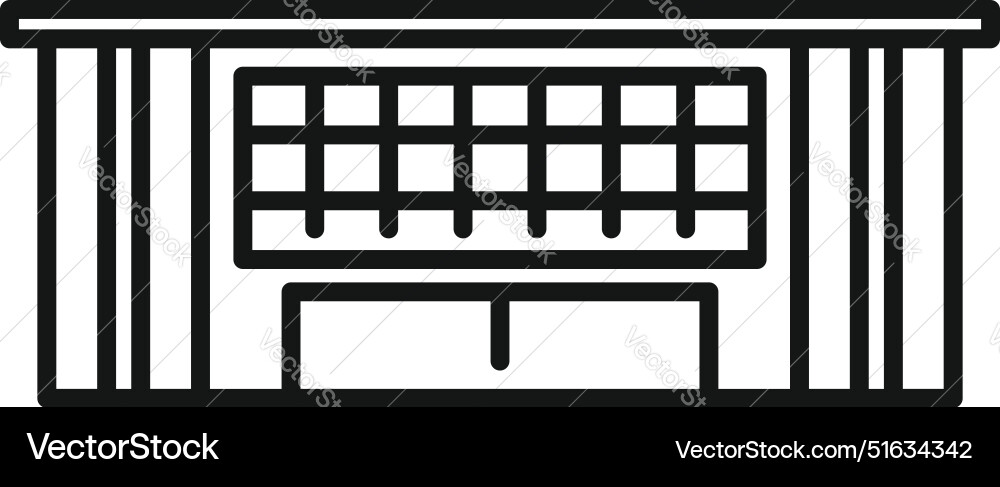 Modern building facade with large windows line art