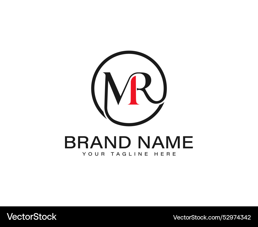 Mr letter monogram brand identity logo Royalty Free Vector