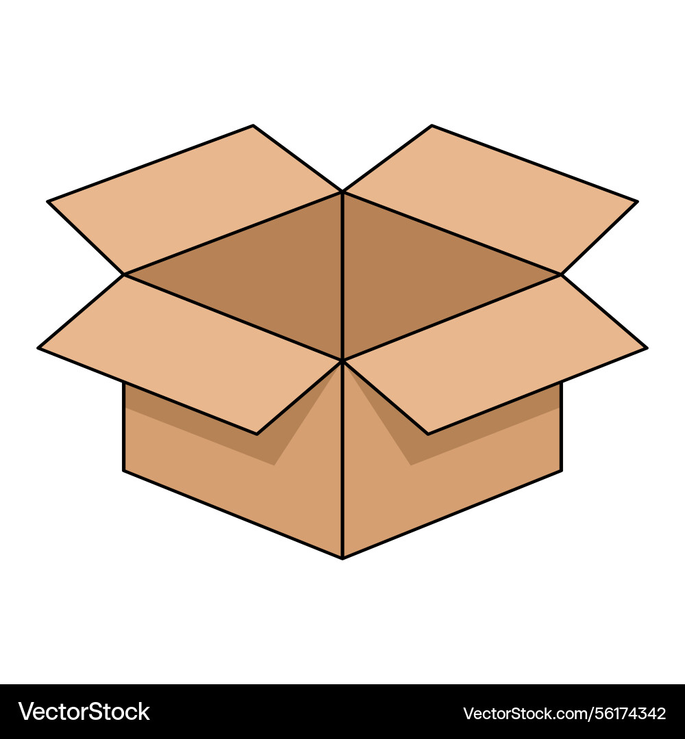 Open cardboard box unpacking ready for packing Vector Image