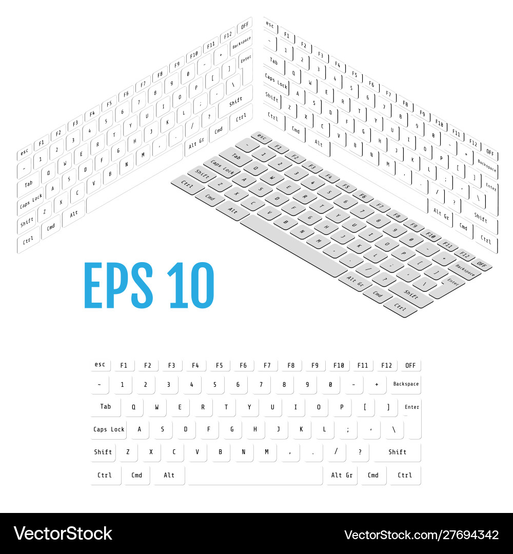 Realistic isometry modern keyboard Royalty Free Vector Image